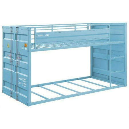 ACME Cargo Container Style Metal Twin over Twin Bunk Bed in Aqua Blue ...