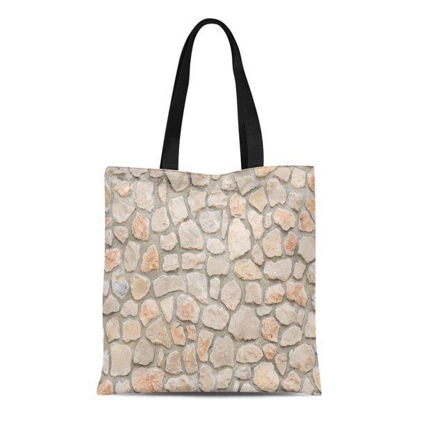 JSDART Canvas Tote Bag Floor Gray Stone Wall Rock Pattern Natural ...
