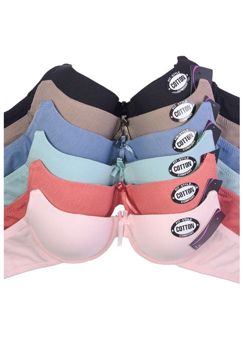 Ladies Full Molded Cups Plain Bra 6 Piece Color Variety Pack - Walmart.com