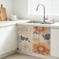 Burnt Orange Grey Small Cabinet Curtains 9.5"W x 11.4"L, Spring Floral ...