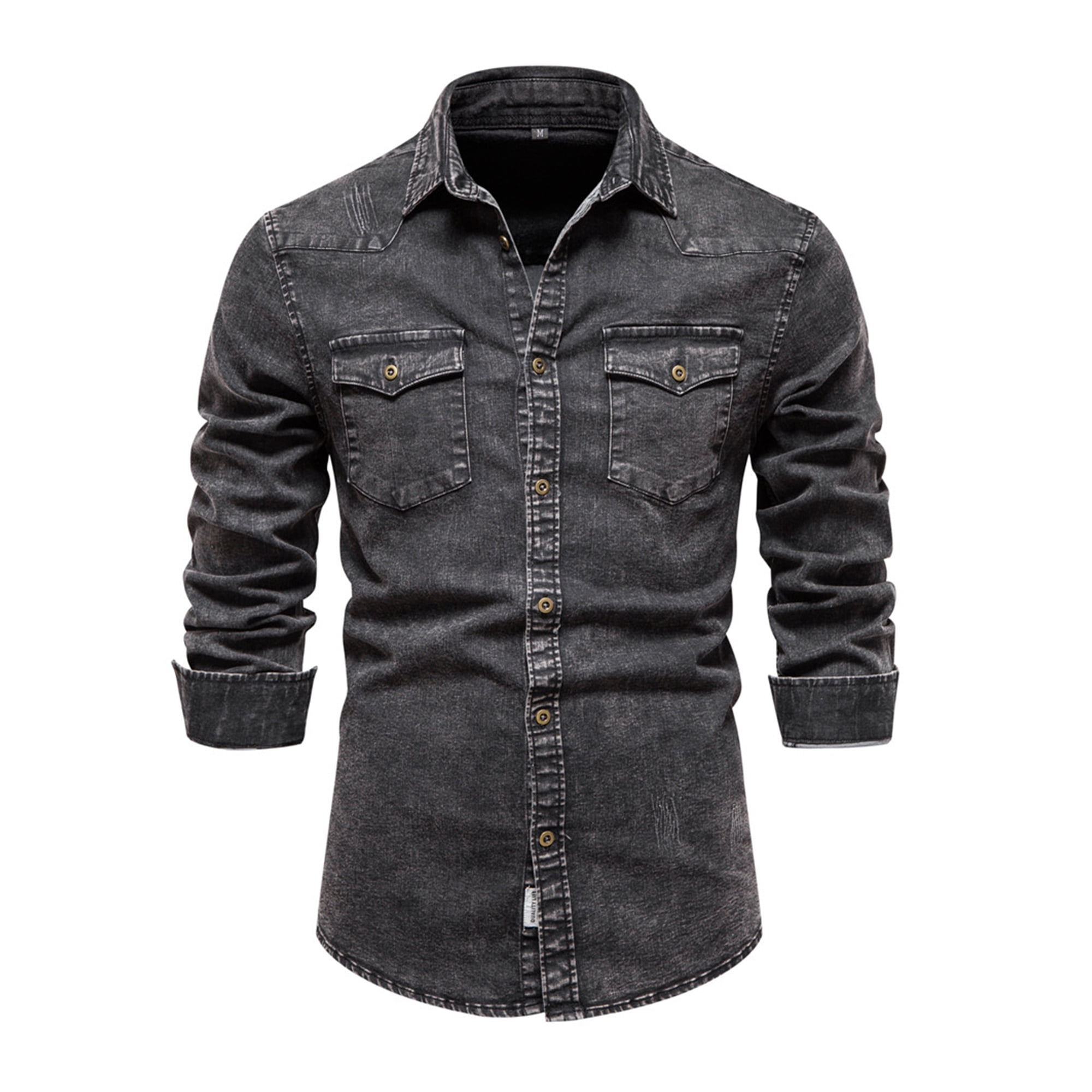 Click here for Mawclos Men Jean Jacket Lapel Neck Tops Button Dow... prices