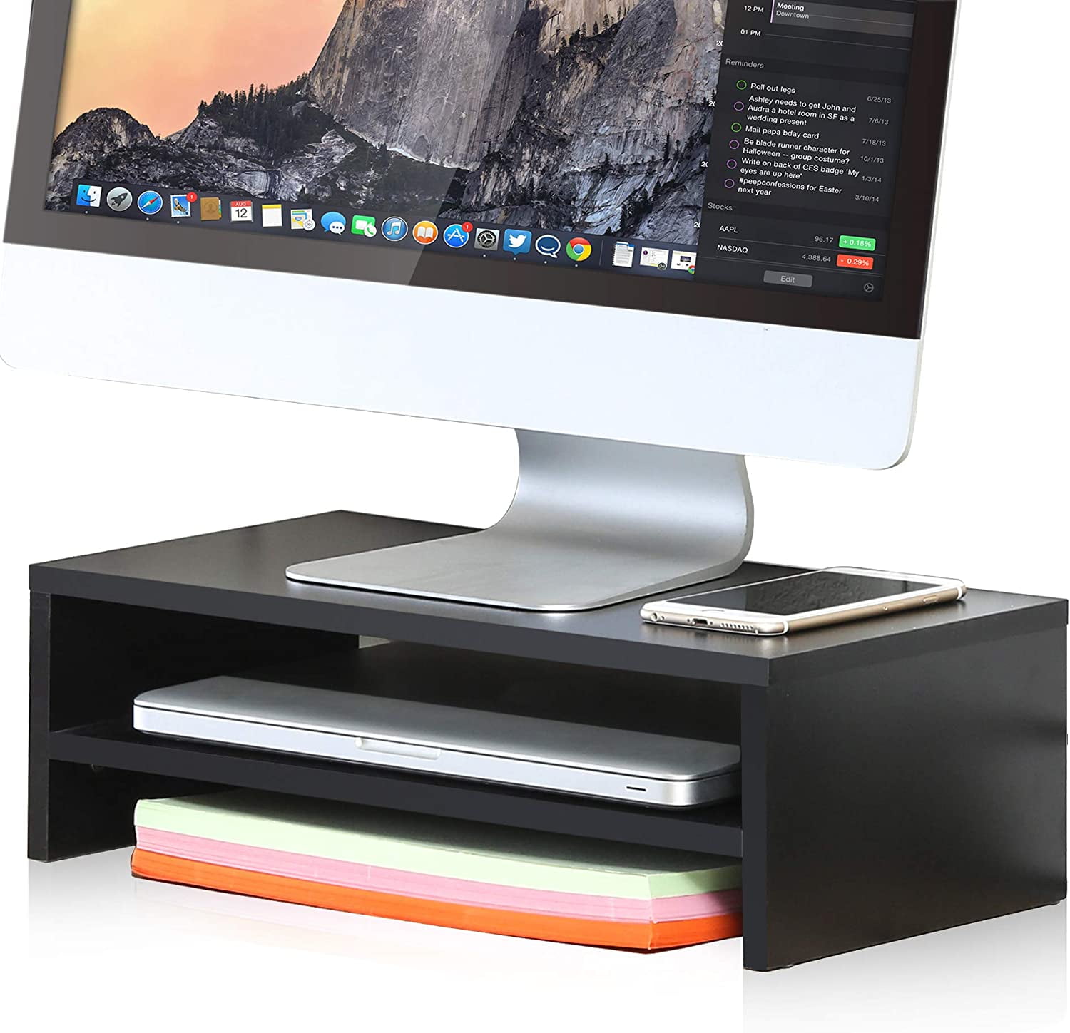 FITUEYES Computer Monitor Riser 21.3 inch 2 Tier Shelves Monitor Stand ...