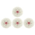 4Pcs Silicone Round Embroidered Flower Dining Table Placemat Cover ...