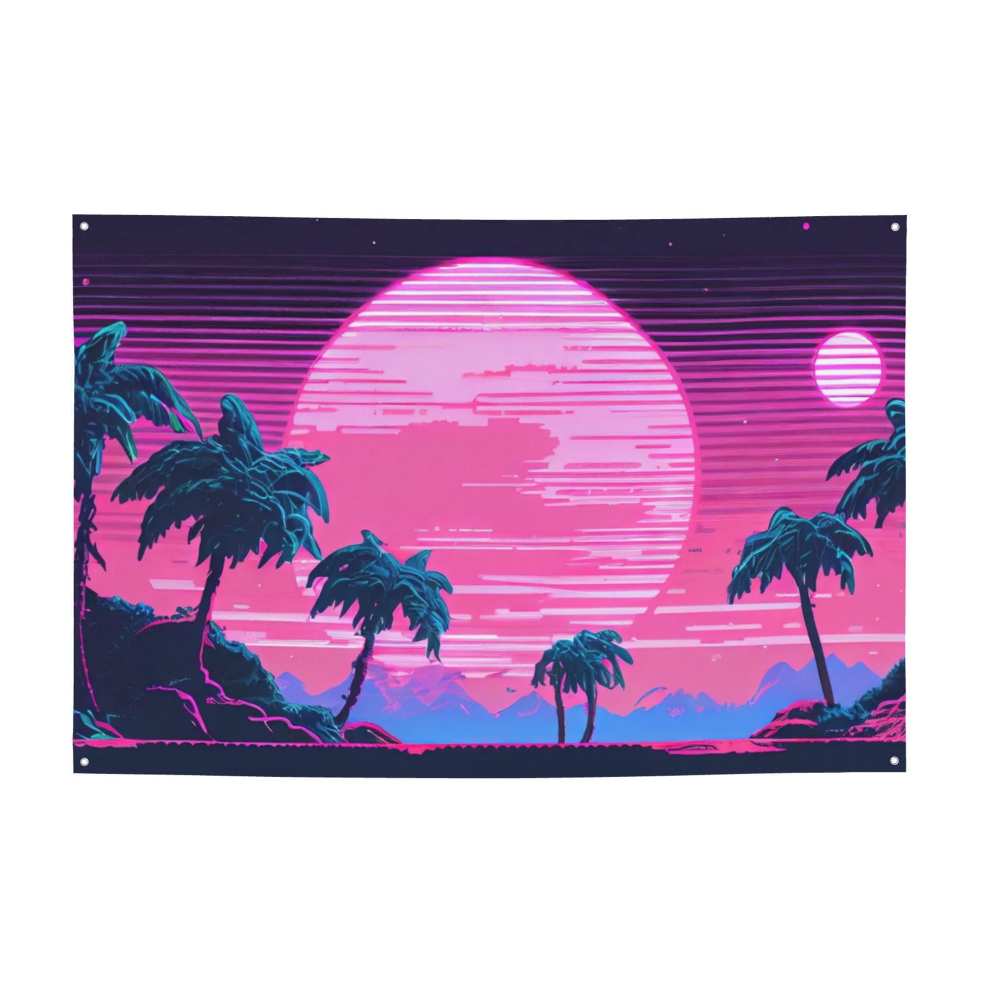 Retro Vaporwave Palm Trees Sign Banner, Tropical Exotic 1980s Style ...