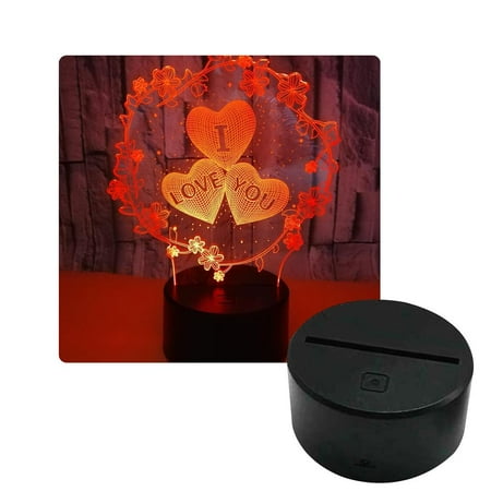 Love Heart Night Light for Kids 3D Optical Illusion Love Heart Light 7 ...