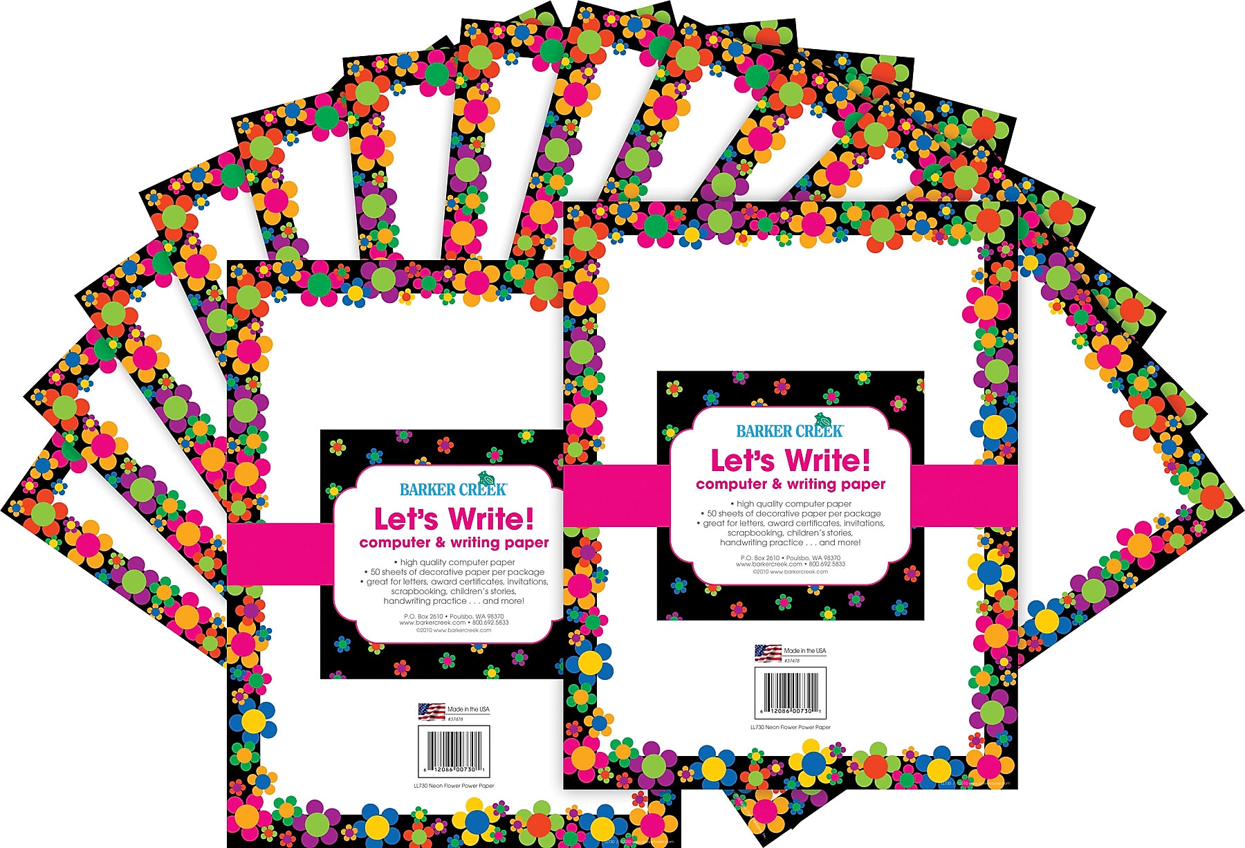 Barker Creek Neon Flower Power Computer Paper ̶ 100 Sheets - Walmart.com