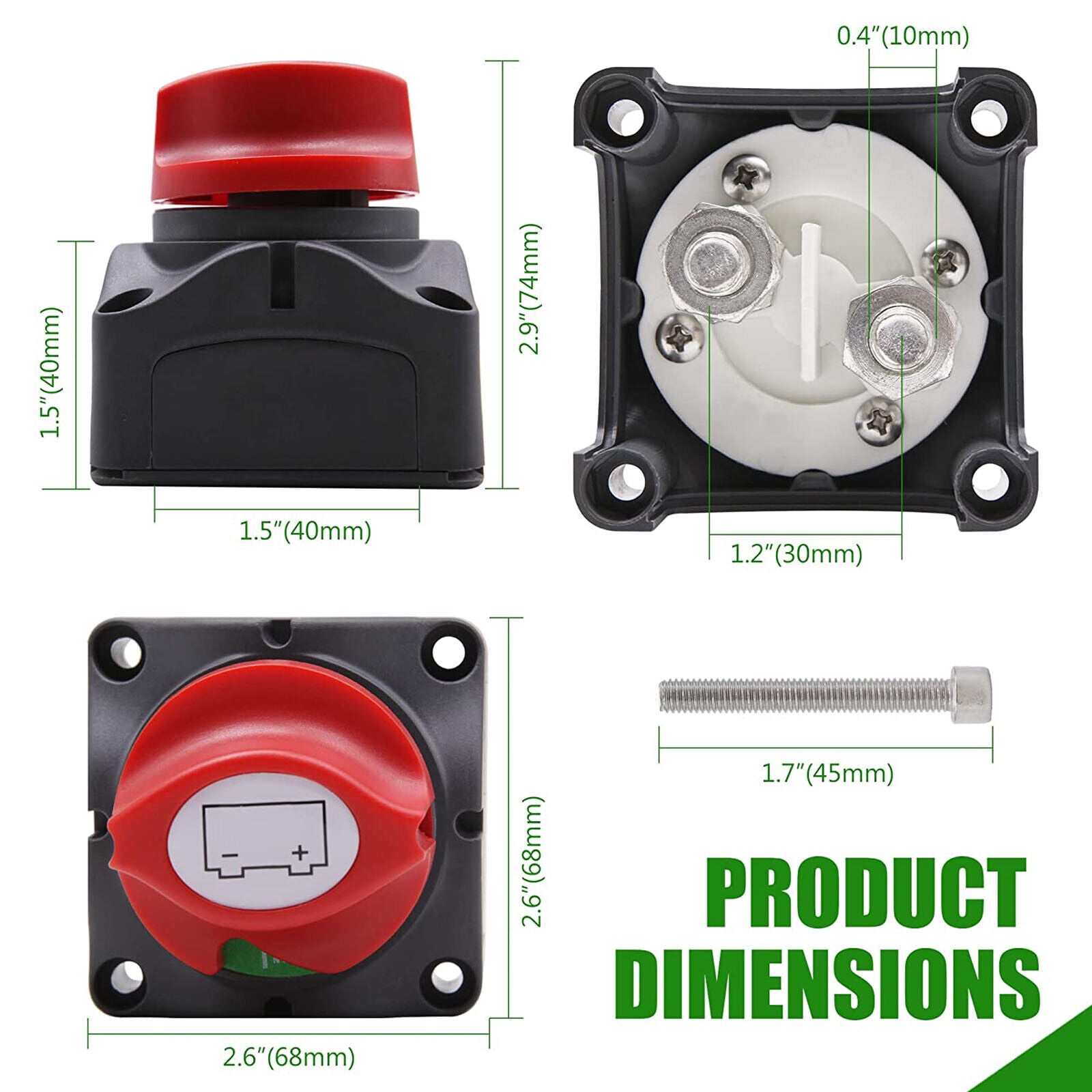 GOGONFLY 2PCS Battery Disconnect Switch, 12V 24V Battery Isolator Cut ...