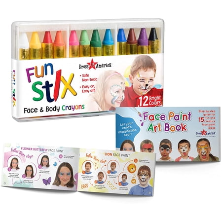 Face Paint Crayons - With Artbook & Easy To Follow Facepainting Designs ...