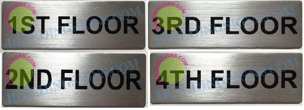 Floor Number Signs - 4-Pack Metal Floor Signs, Aluminum Signs for First ...
