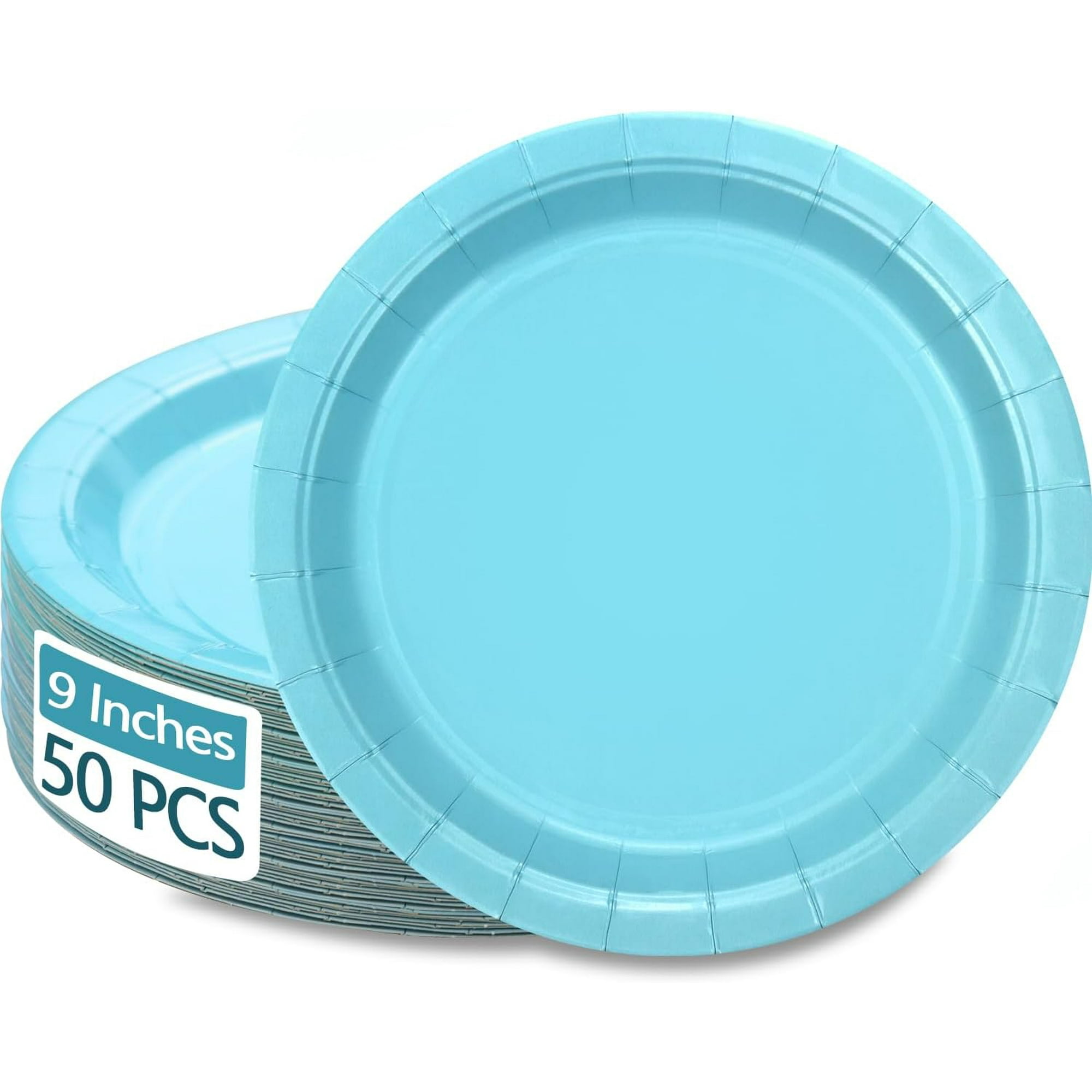 Black Plates Exquisite Party Solids Light Blue Paper Plates Disposable ...