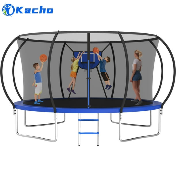 Kacho Trampoline, Trampoline with Enclosure Net 12FT 1200LBS Trampoline ...