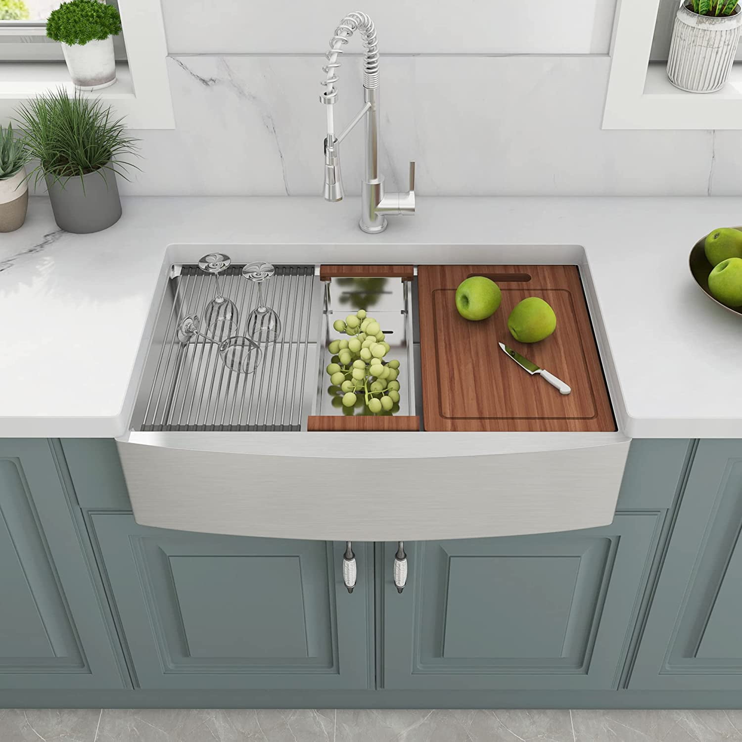 33 Farmhouse Sink 33" x 22" Stainless Steel Workstation Kitchen Sink ...