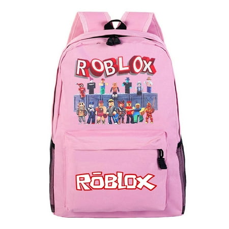 Cartoon Roblox Backpack Pink Nylon School Bag Large Travel Bag ...
