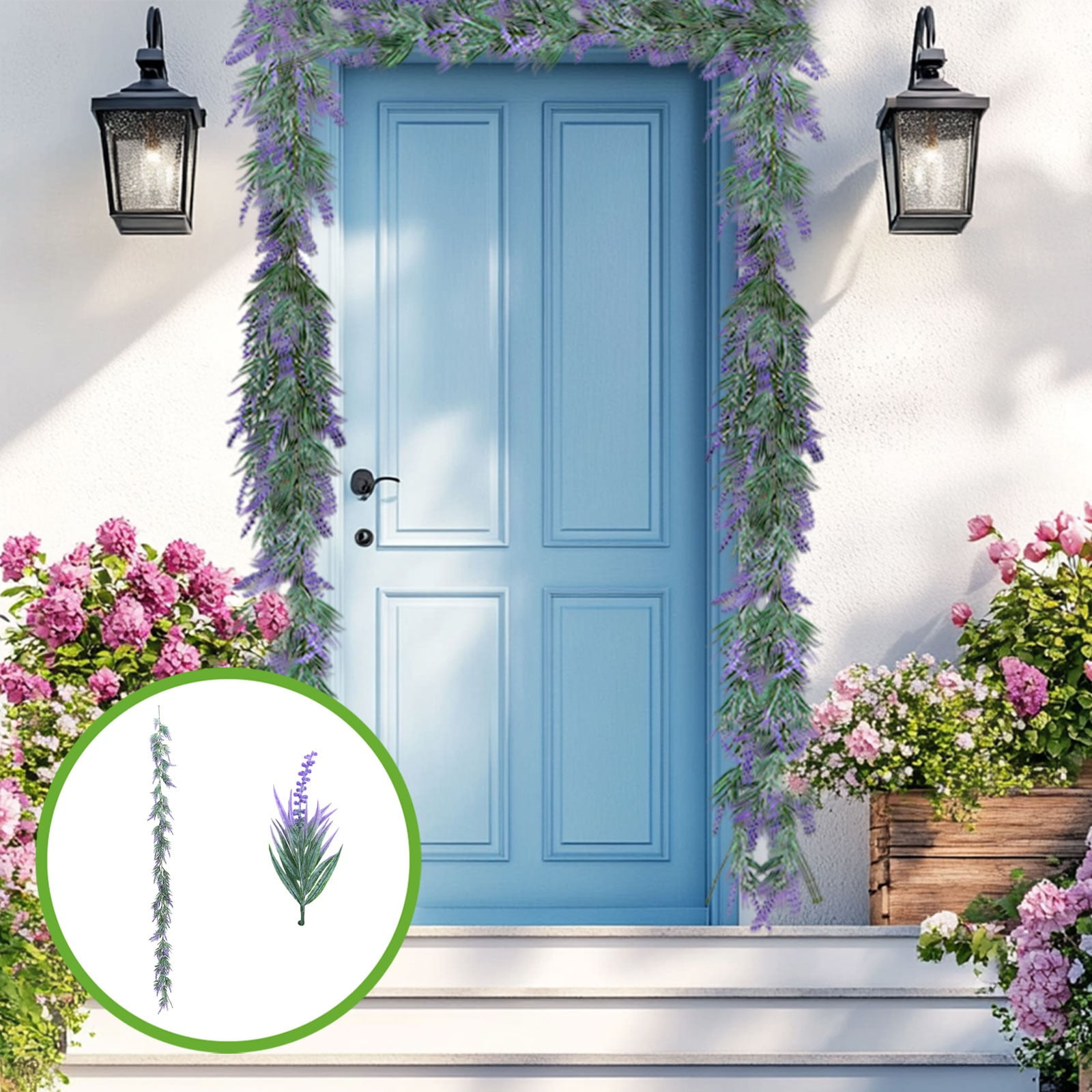 Guirnalda de lavanda 5.9FT Enredadera artificial | Corona decorativa de plástico multicolor para ...