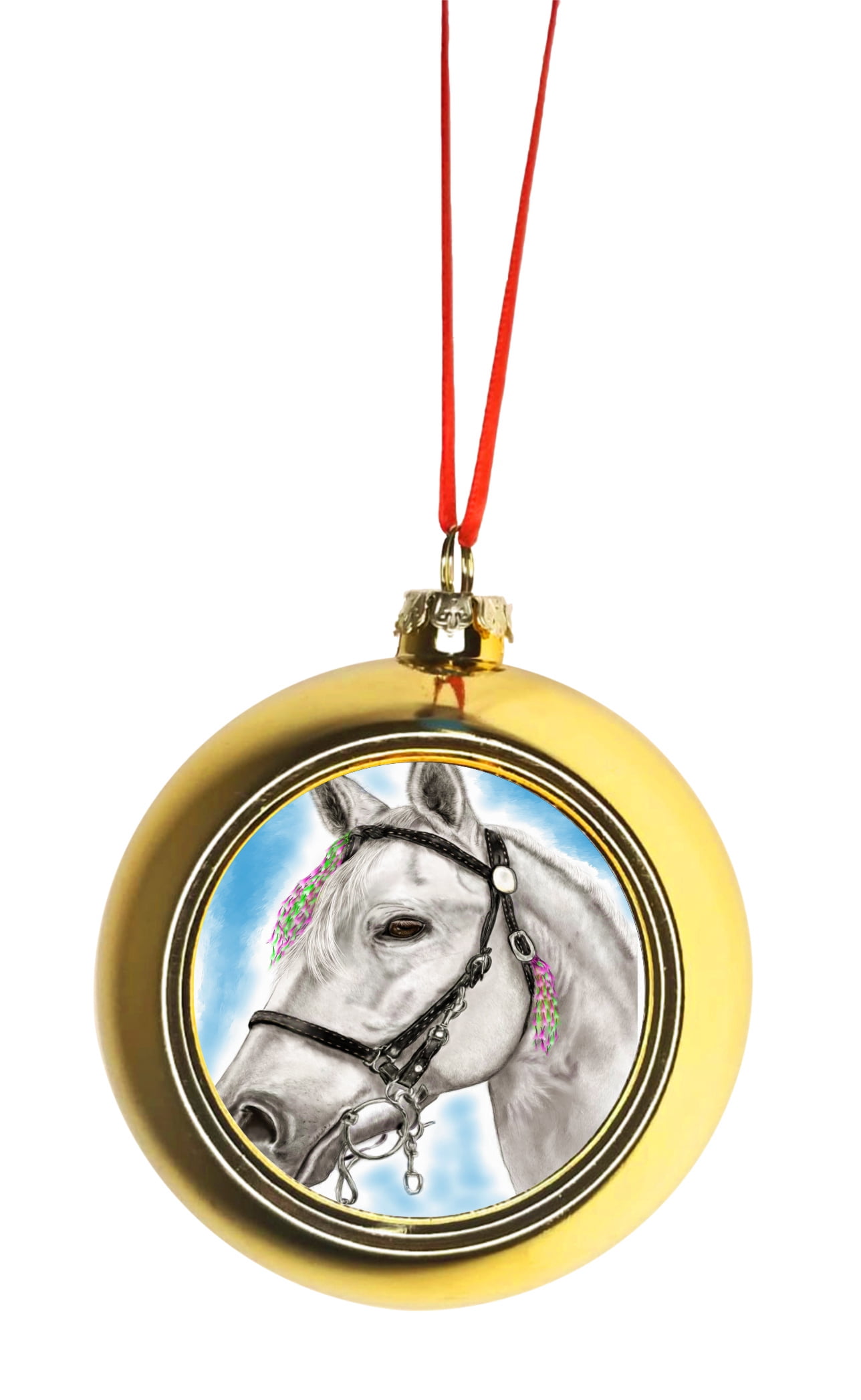 Horse Ornaments Christmas White Watercolor Horse Bauble Christmas ...