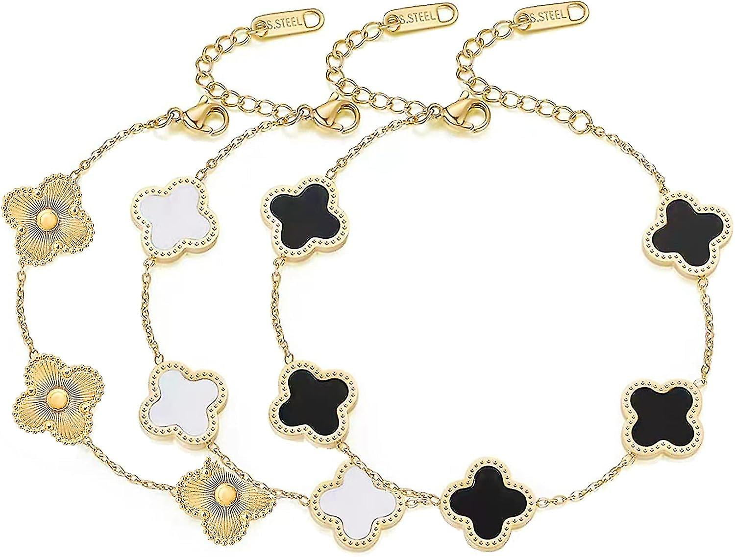 Conjuntos de pulseras de trébol de la suerte para mujer, joyería bonita ...