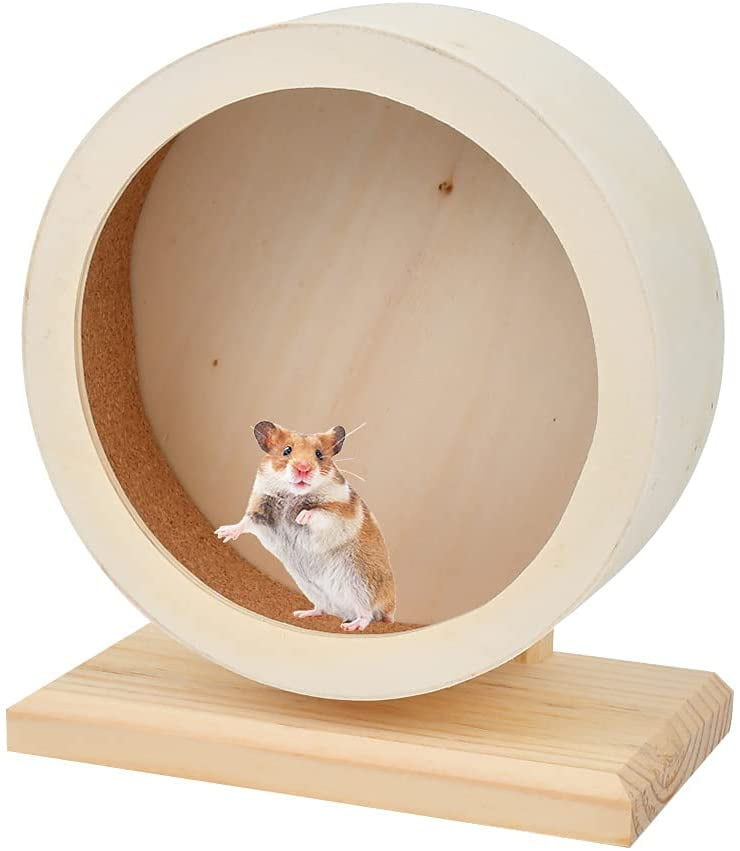 Hamster Wheel, Wooden Silent Hamster Exercise Wheel - Small Pets Silent ...