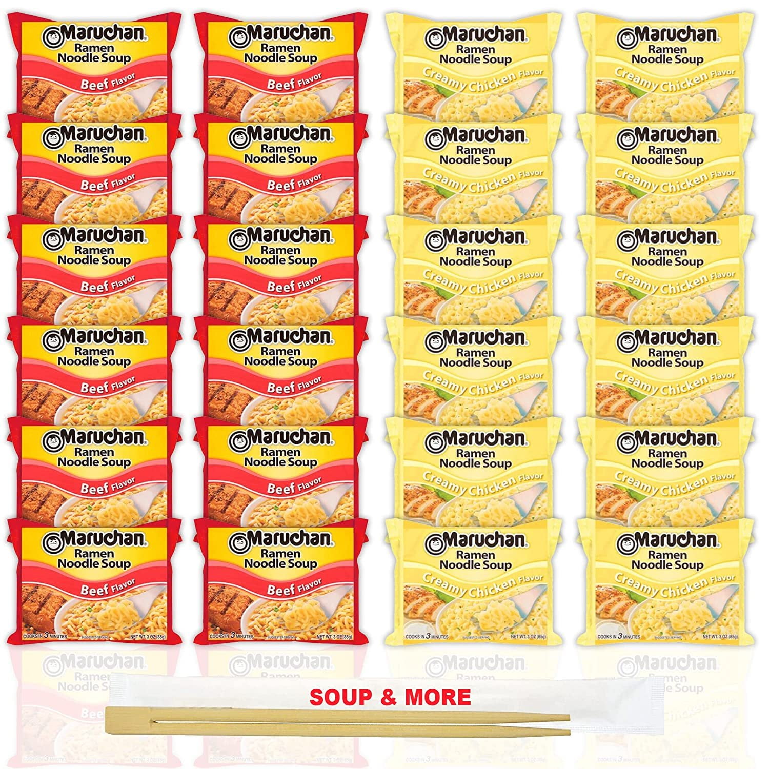 Maruchan Ramen Instant Noodle Soup Variety, 2 Flavors - 12 Packs Beef ...
