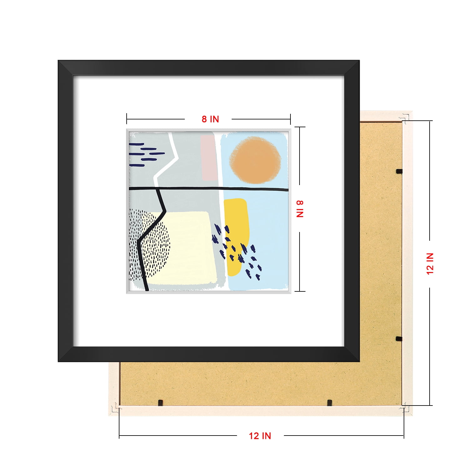 Buy ArtbyHannah 12x12 inch Abstract Framed Wall Art Set with Geometric ...