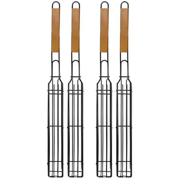 Barbecue Grill Basket Non-Stick Single Kabob Kebab Baskets BBQ Skewers ...