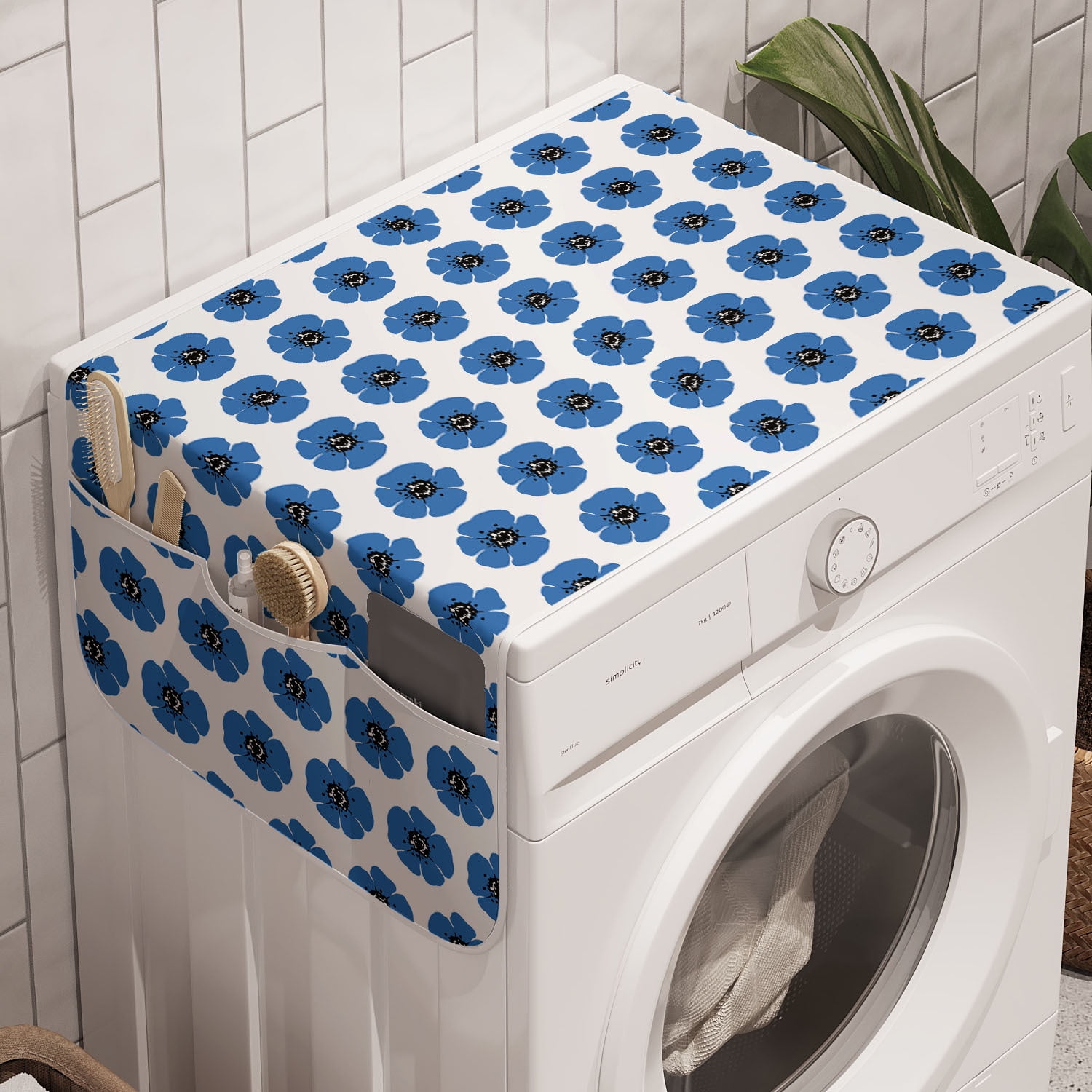 Floral Washing Machine Organizer, Budding Anemone Flowers on a Plain ...