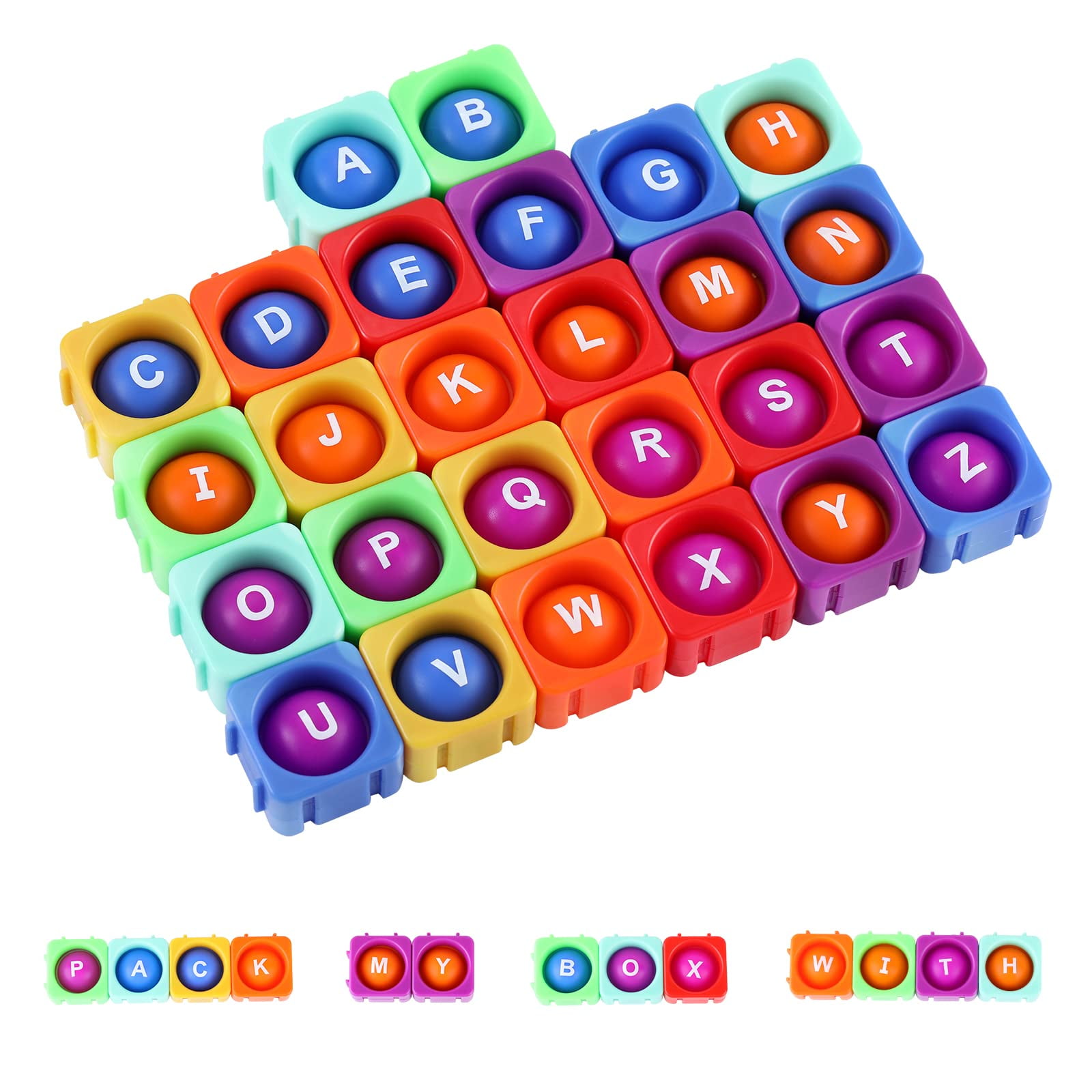 NowFuture Alphabet Pop its Fidget Blocks,Upper&Lowercase Match Game ...