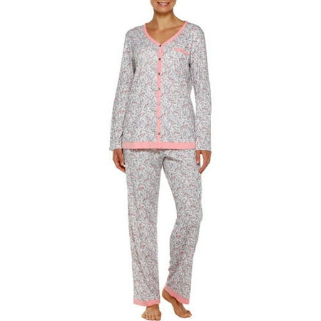 Secret Treasures - Women's V-Neck Knit Pajama 2 Piece Sleepwear Set ...