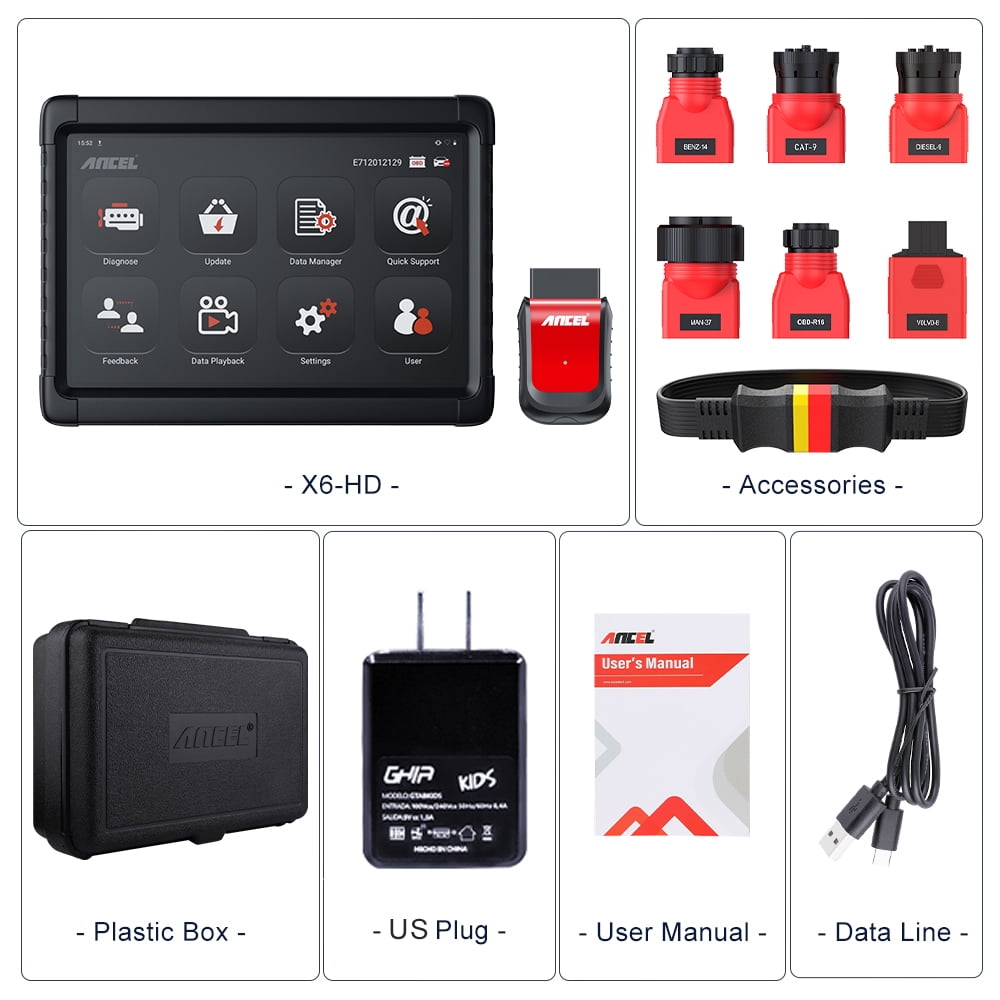 Buy ANCEL X6 HD Professional Truck Diagnostic Tablet Heavy Duty Truck ...