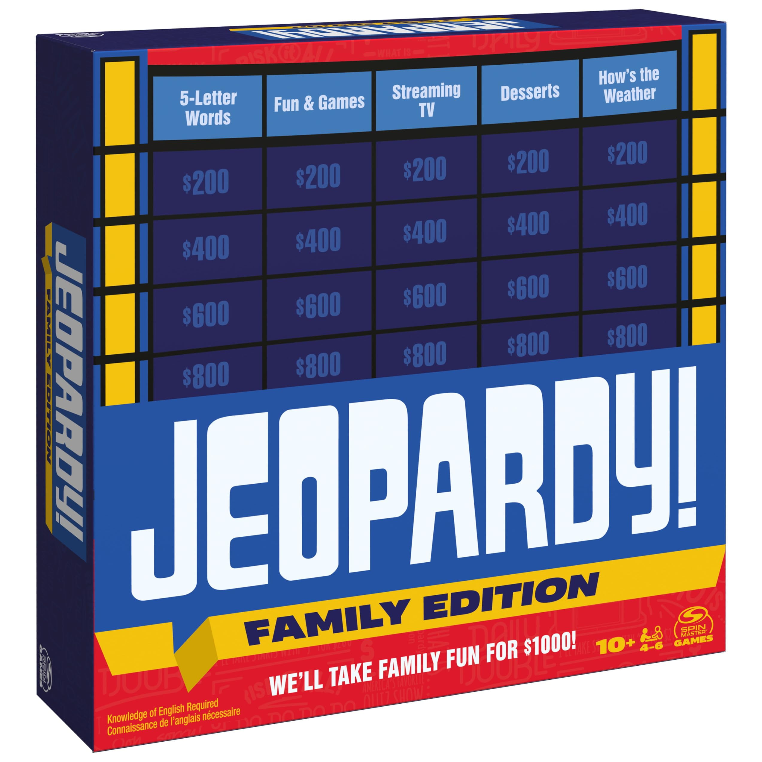 Juego de mesa Jeopardy! Curiosidades de la edición familiar para 4 a 6 ...
