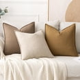 MIULEE Decorative Linen Pillow Covers 20x20 Inch Natural Beige Boho ...