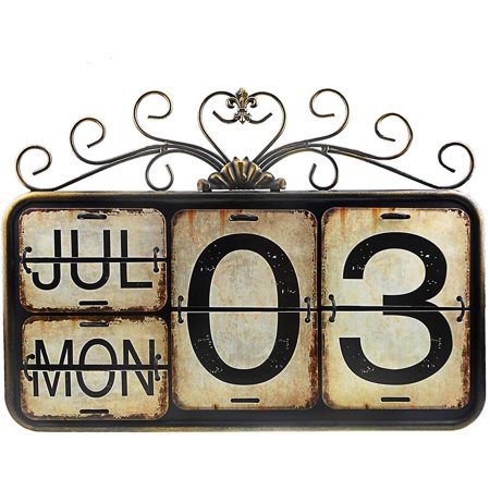 Shabby Chic Metal Perpetual Flip Calendar Square Shape Distressed ...