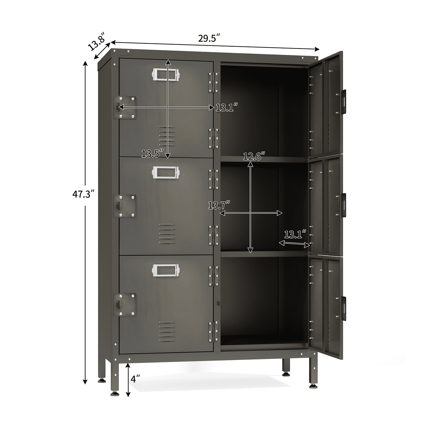 Buy BYNSOE Metal Locker Storage Cabinet, 47.3” Tall Steel Industrial ...