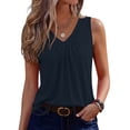 Basic Shirts Tops Sleeveless V Neck Pleated Blouse with Relaxed Shape ...