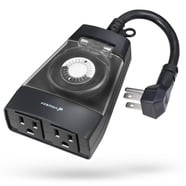 GE 24-Hour Indoor/Outdoor Plug-In Mechanical Timer, 2 Grounded Outlets ...