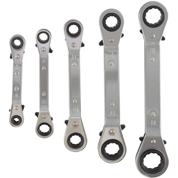 Double Eye Spanner Set 5-Piece Ratcheting Socket Screwdriver Ratchet ...