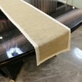 Touiyu 12 "x82" Natural Burlap Table Runner with Crochet Lace, Rustic ...