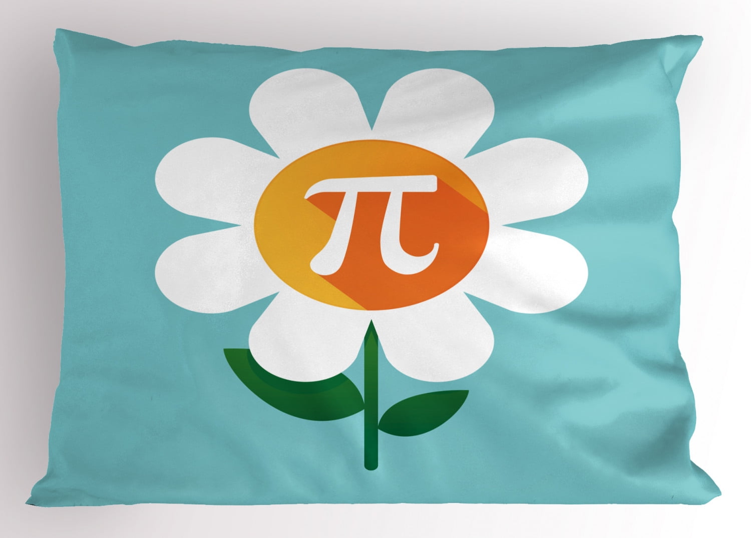 Pi Pillow Sham, Number Symbol on Simple Cartoon Daisy Flower Sweet ...