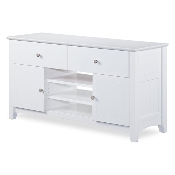 Nantucket 2 Drawer TV Table 26x50 with Adjustable Shelves in White or ...