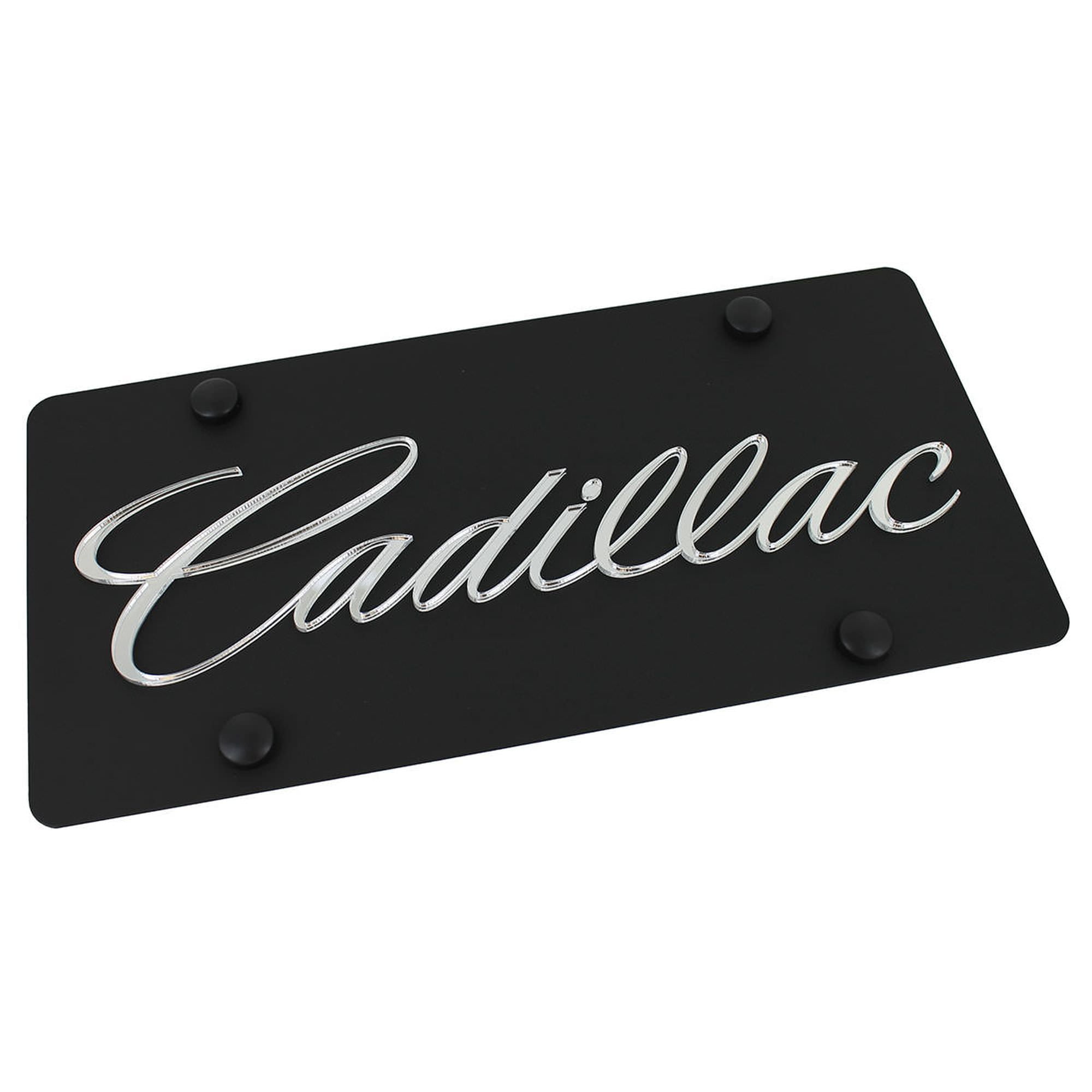 Cadillac Script License Plate (Silver on Black) - Walmart.com