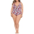 Time And Tru Womens Plus Size V Strappy Front One Piece Swimsuit