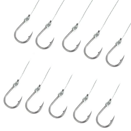 Fish Tackle Metal Eyeless Sharp Barb Wire Leader Fishing Hook Gray 6 ...
