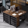 32 Inch Vintage Casual Computer Desk with 4 Fabric-Covered Drawers ...