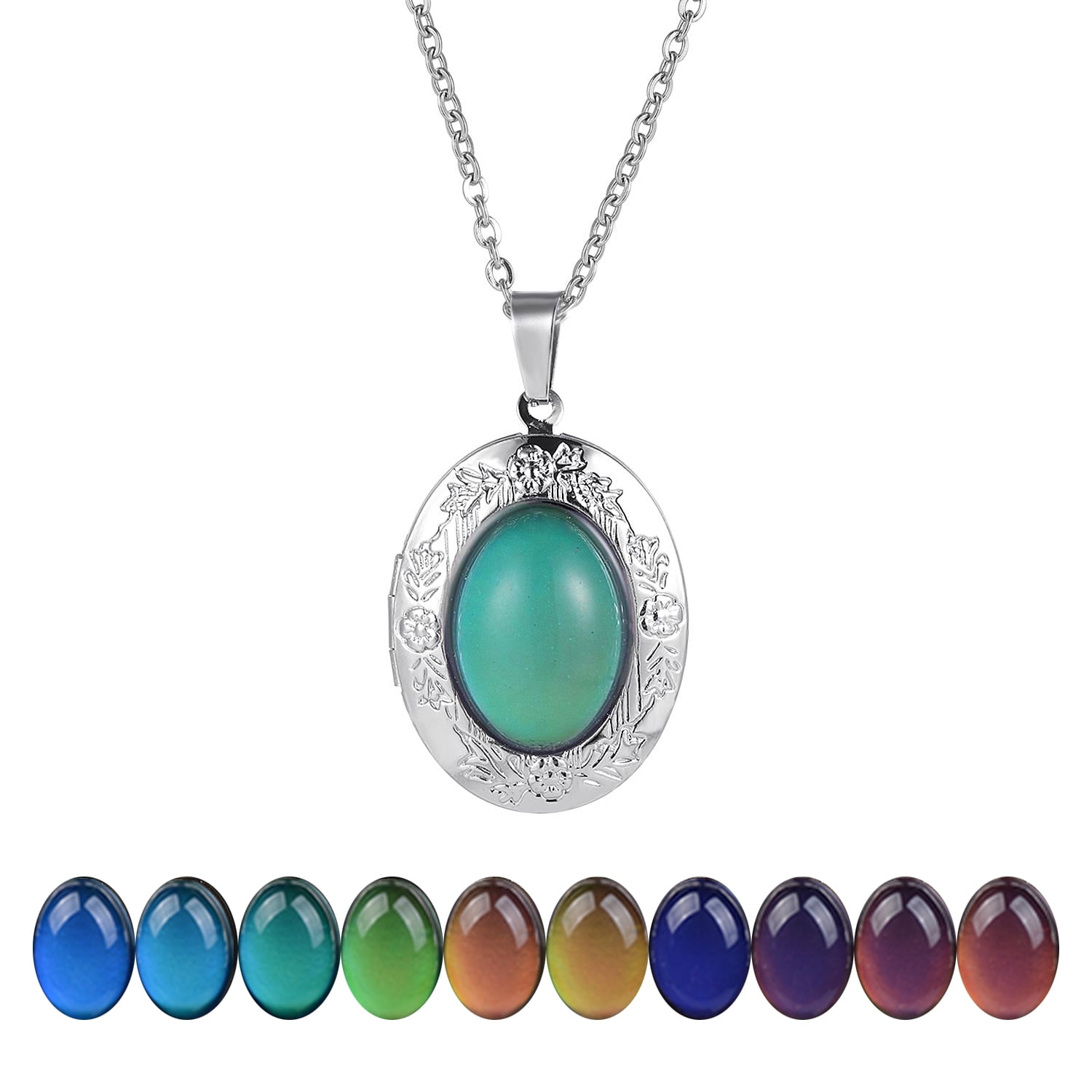 FM FM42 Temperature Sensing Color Changing Oval Openable Locket Pendant ...
