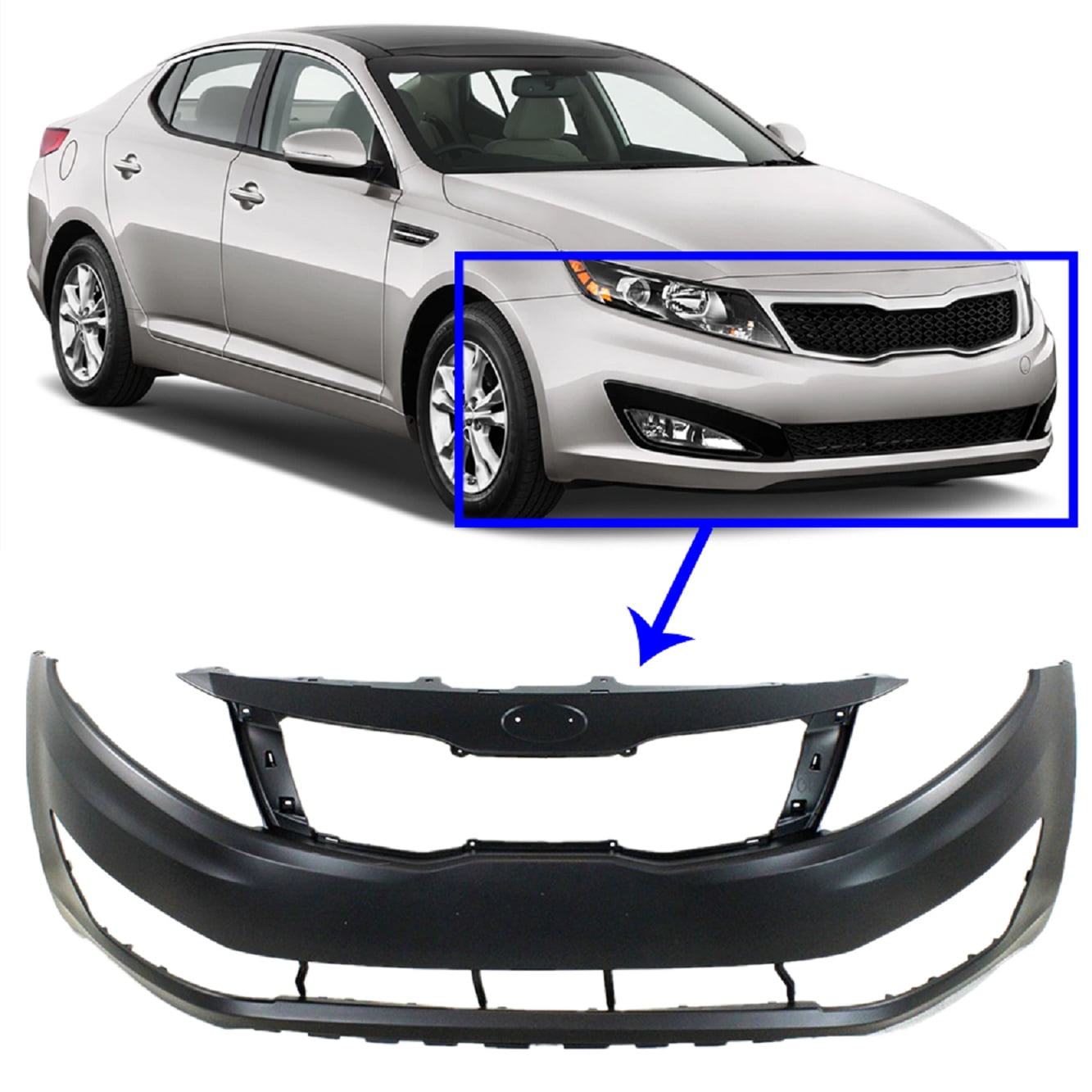 Front Bumper Cover Replaces 865114C000 KI1000161 Compatible with Kia ...