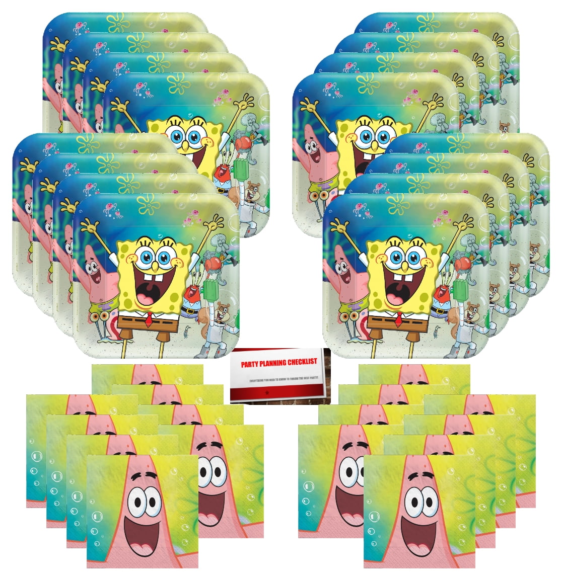 SpongeBob SquarePants Birthday Party Supplies Bundle Pack for 16 Guests ...
