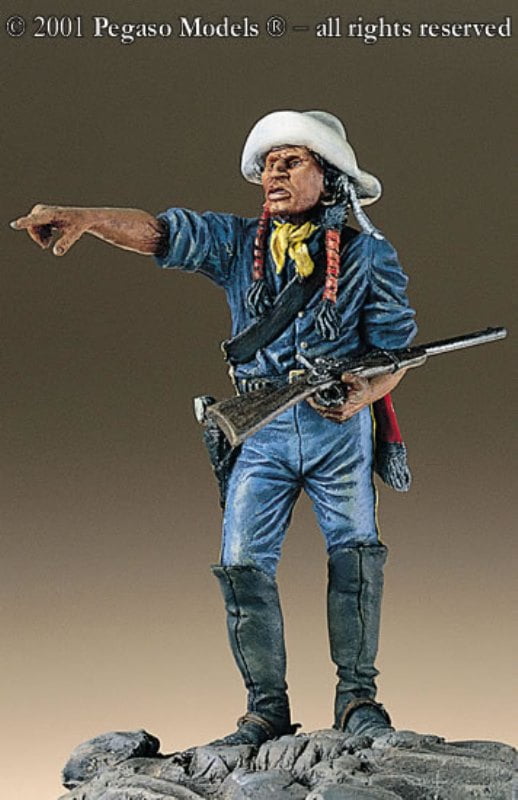 Pegaso Models 54mm Cavalry Scout Old West White Metal Figure Model Kit ...