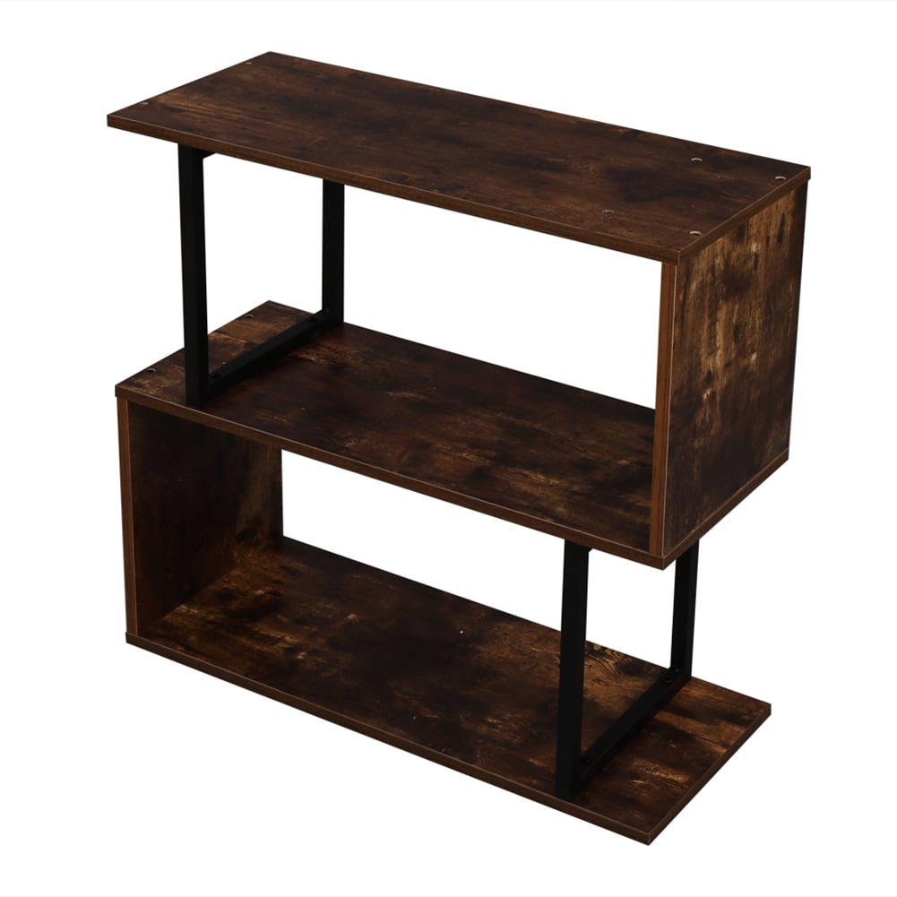 Veryke 2-Tier Industrial Bookcase with Metal Frame, Vintage Storage ...