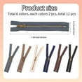 12Pcs 6 Colors Nylon Zipper Fastener with Alloy Zipper Puller for ...
