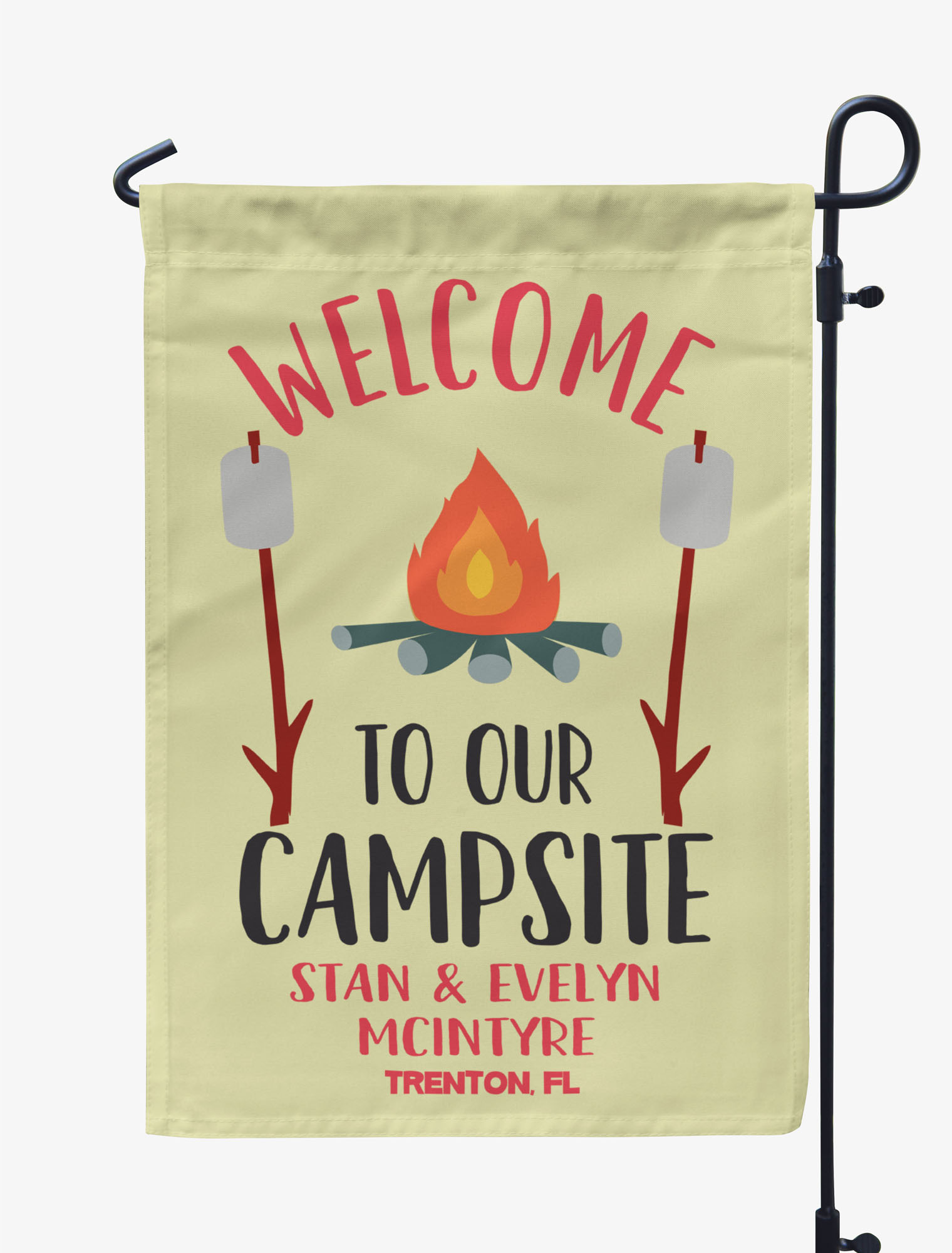 Printtoo Tan Welcome To Our Campsite Outdoor Camping Flags Personalized ...