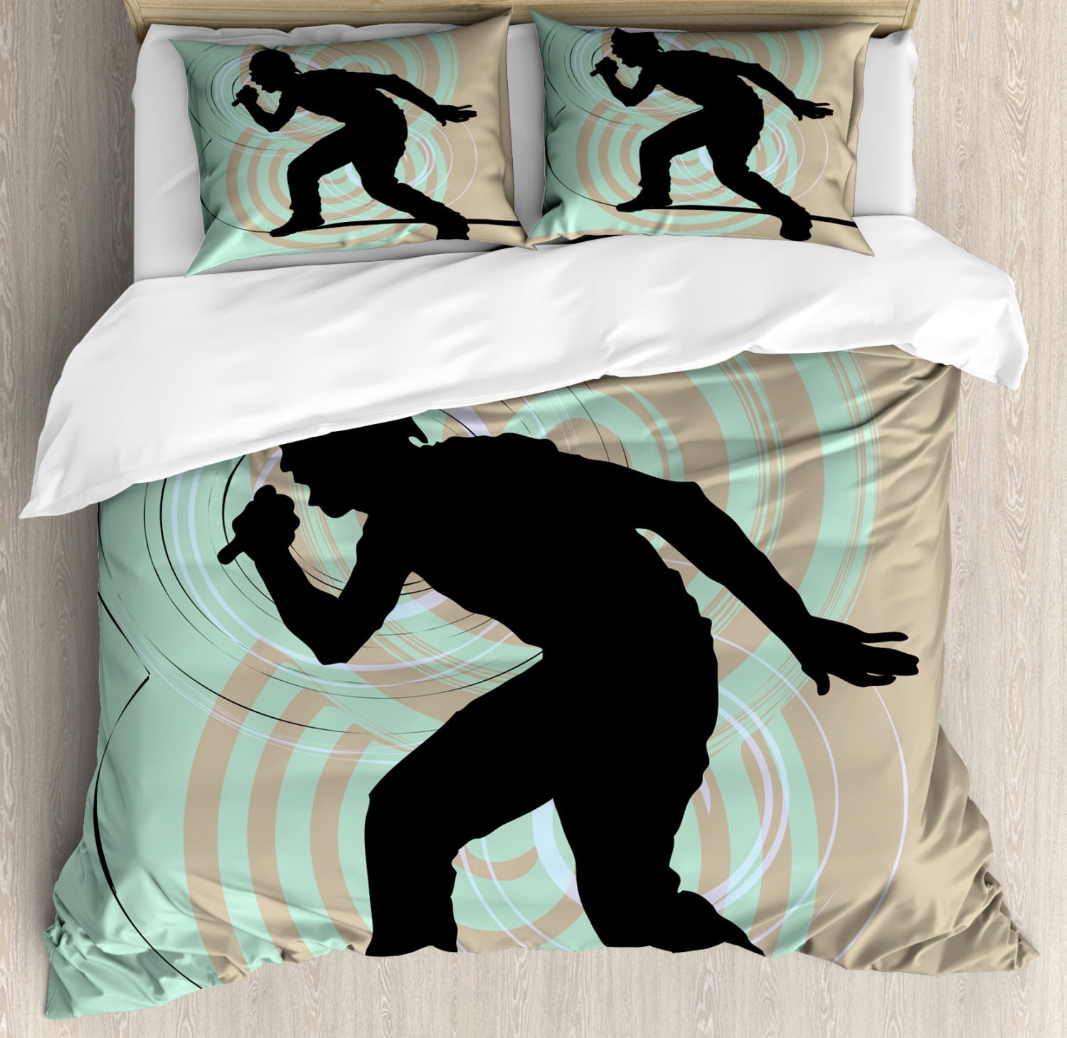 Hip Hop King Size Duvet Cover Set, Rap Musician with Microphone ...